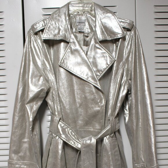 Chico's | Jackets & Coats | Chicos Womens Silver Twinkle Reese Trench ...